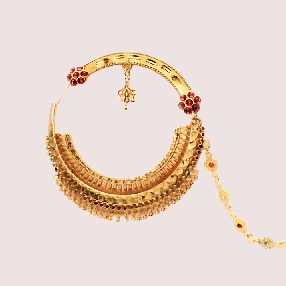 Luxe Gold-Plated Bridal Nath with Chic Chain Design – My Store
